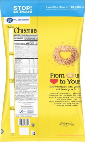 Cheerios Box Back General Mills Honey Nut Cheerios Cereal, Bowl Pak, 1