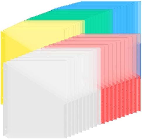 Amazon.com : Maitys 50 Pack Binder Pockets 3 Hole Punch Clear Plastic ...