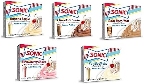 Amazon.com : Sonic Pudding Variety Pack of 5, One Box of Each Vanilla ...