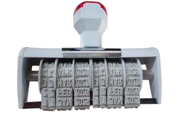 Double Date Stamp, Manual Rolling Number Printer, Digits, Grey : Amazon.in: Office Products