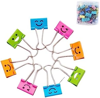 Amazon.com : Binder Clips 40 Pack, Metal Clip Clamps with Cute Smile ...