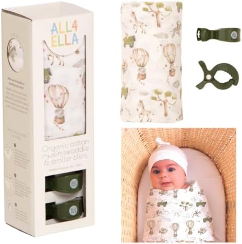 Amazon.com: All4Ella Muslin Blanket with Stroller Clips Gift Set ...
