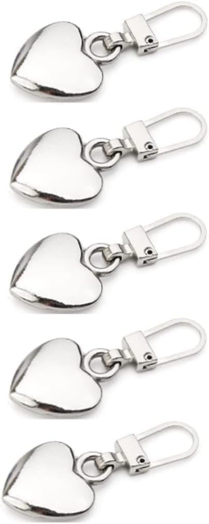 Amazon.com: 5Pcs Silver Heart Shape Zipper Pull Pieces Detachable Cute ...