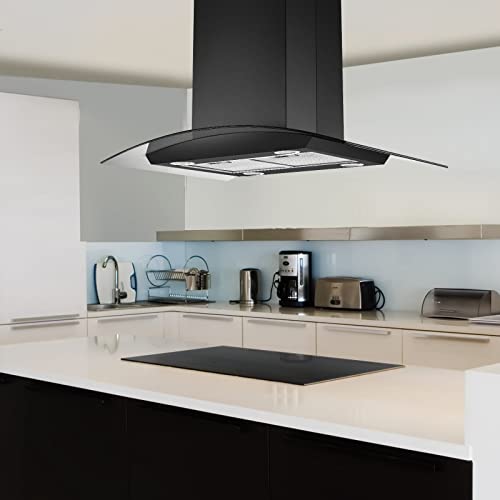 JOEAONZ Island Range Hood 30 inch Black 700CFM, Ceiling Mount Kitchen ...