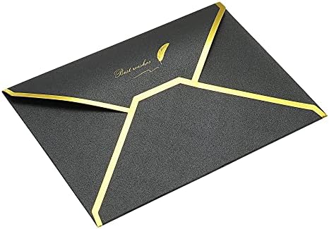 10 envelopes Black with Gold Metallic Lining 110 x 220 mm for Greeting ...