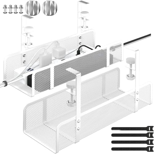 Amazon.com: Under Desk Cable Management Tray 2 Pack, Cable Management ...