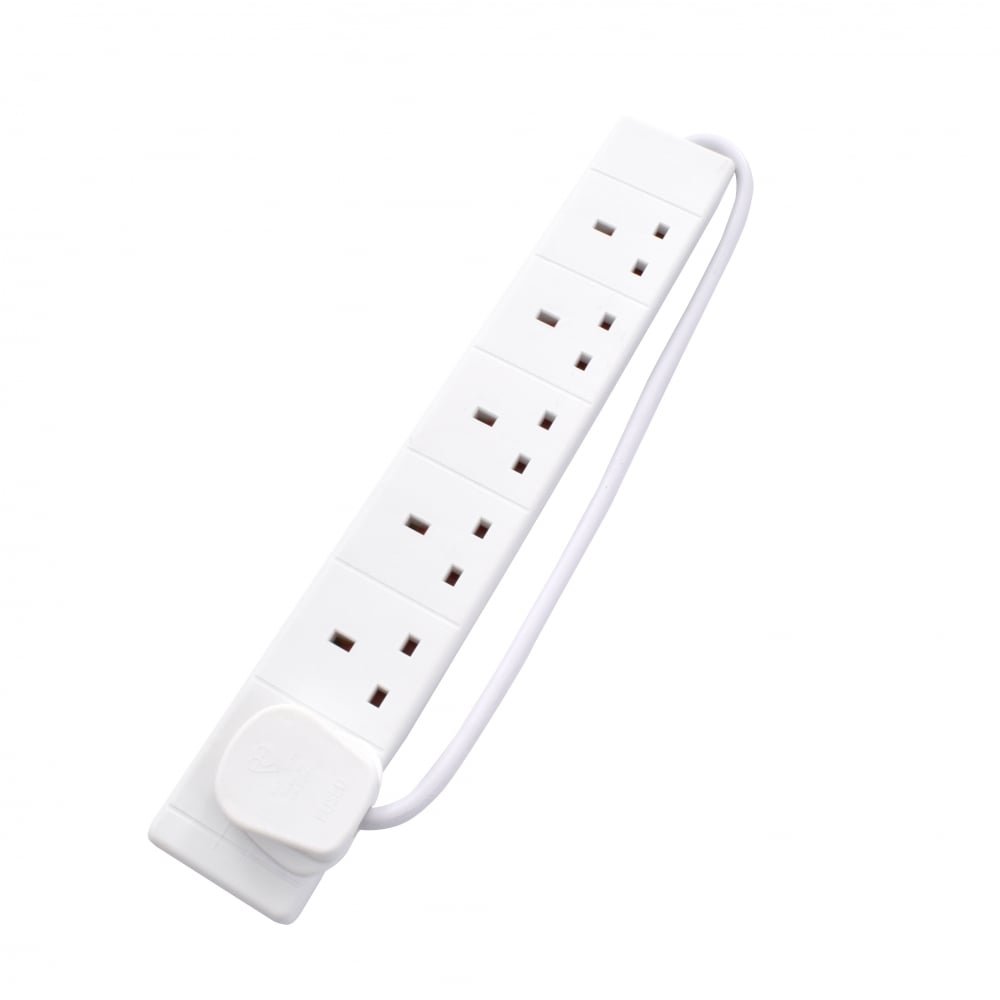 6-Way Extension Lead - Six Gang Multi Plug Socket - White Power Cable 0 ...