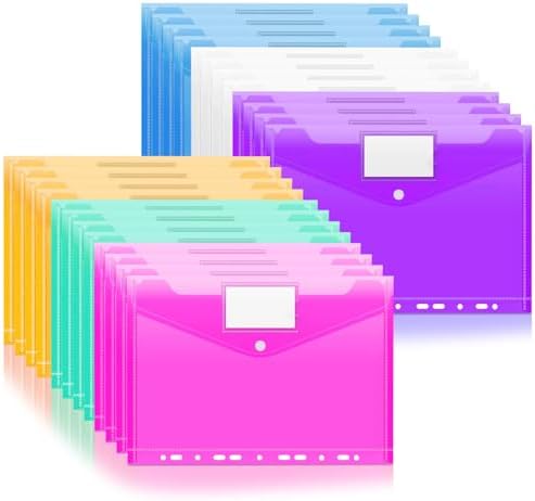 Pochette Classeur A4, Mezzar 24 Pcs Chemise Plastique A 4, Transparent ...