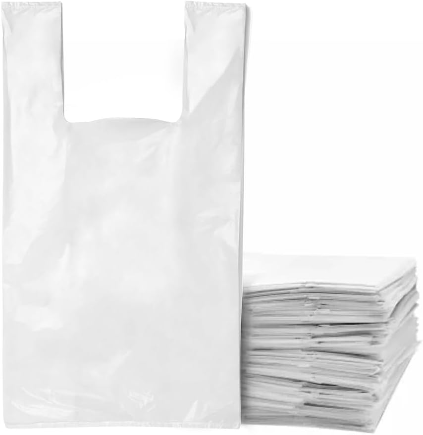 100 White Plastic Vest Style Carrier Bags *CHOOSE YOUR SIZE* | Plastic ...