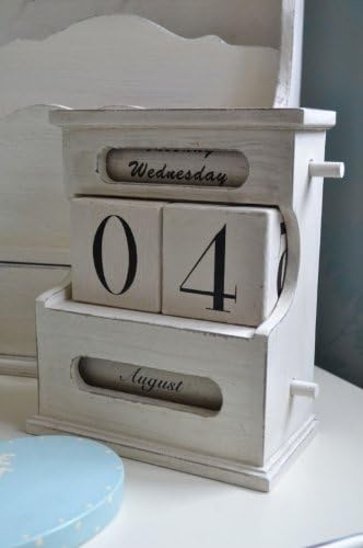 Shabby Chic Perpetual Block Calendar Wooden : Amazon.co.uk: Home & Kitchen