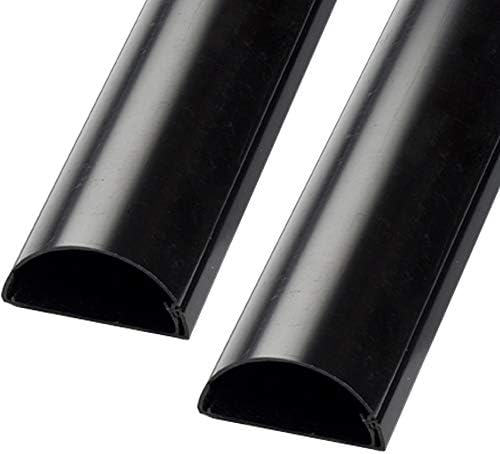 2m (2x 100cm) – 16mm x 8mm Black Trunking | HALF ROUND Cable Conduit ...