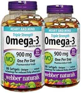Amazon.com: Webber Naturals Triple Strength Omega-3 900mg 200 softgels ...