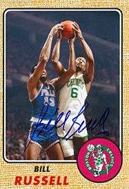 Bill Russell Autographed Topps BR68 Card - Signed NBA Basketball Cards ...