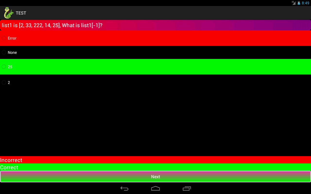 Aplicación Python Quiz en Amazon Appstore