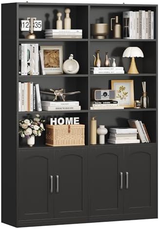 Amazon.com: FACBOTALL 73.1" Bookcase with Doors,6 Tier Large Bookshelf ...
