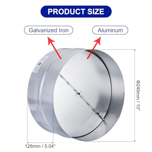 PATIKIL Backdraft Damper, 10 Inch, Ducting Hose Airflow Insert Backflow ...