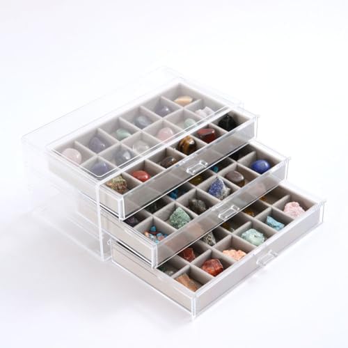 Amazon.com: CLUQMEIK Acrylic Rock Collection Display Case with 54 Grids ...
