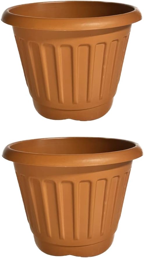VTL® LARGE 30 CM ROUND PLASTIC PLANTER POTS - SET OF 2 - TALL INDOOR ...