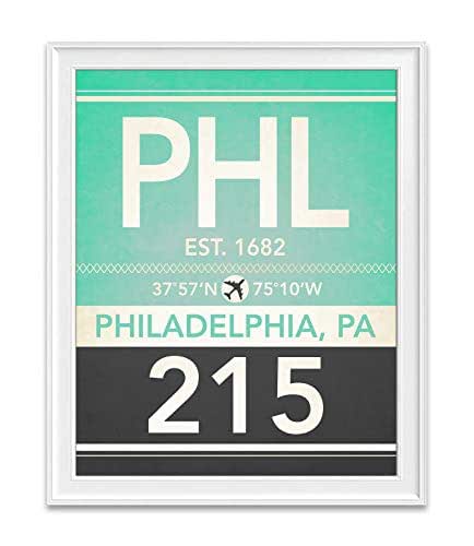 Amazon.com: Philadelphia Pennsylvania PHL 215 Vintage Airport Area Code ...