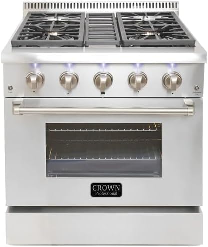 CROWN 30" Professional Stainloess Steel Dual Fuel 4.2 cu. ft Electric ...