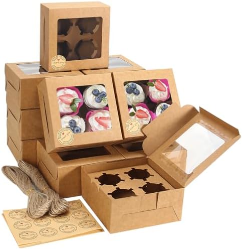 Amazon.com: KEJJNYER 30 Pack Paper Cupcake Boxes 4 Count, White Cupcake ...