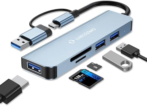 Amazon.com: LUKCOZMO USB Hub 5 Ports, Multiple USB Hub 3.0 & TF/SD Card ...