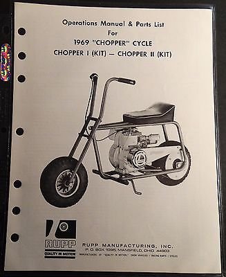 1969 RUPP "CHOPPER I & II CYCLE P/N 13970 OPERATIONS MANUAL & PARTS ...
