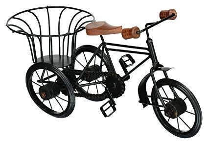 Vemptico Wrought Iron & Wood Home Decorative Cycle Rickshaw Stand ...