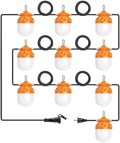 100 Ft LED Construction String Lights-150W 15000LM Bright Site ...