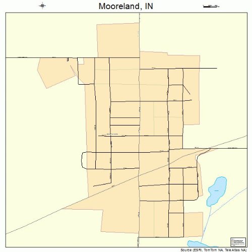Amazon.com: Large Street & Road Map of Mooreland, Indiana IN - Printed ...