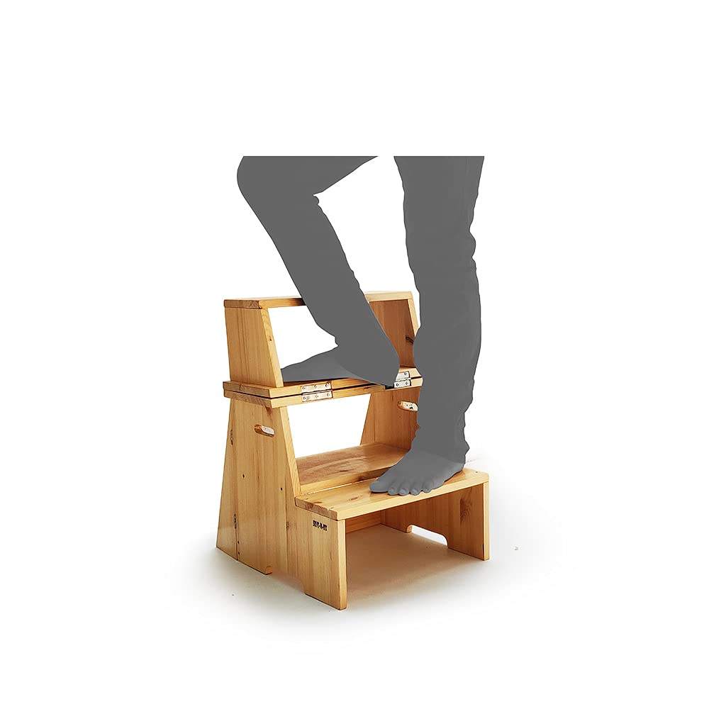 SOLVD-IN-BOX 2 Step Ladder Wooden Premium Hinge Technology Wide Anti ...