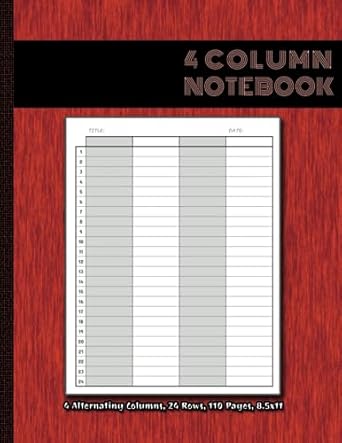 4 Column Notebook: 4 Alternating Gray & White Columns Notebook ...
