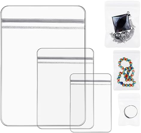 WLLHYF 60 Pcs Jewelry Bag PVC Plastic Zipper Bag Clear Jewelry Storage ...