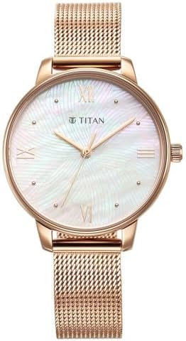 Titan Purple Style Up Quartz Analog Mother of Pearl Dial Stainless ...