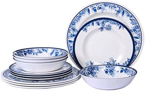 Amazon.com | Melamine Dinnerware Sets-12pcs floral dinnerware set ...