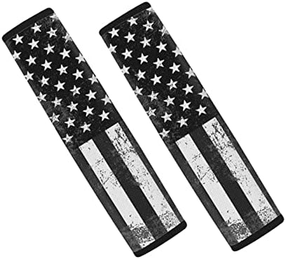 Amazon.com: SEANATIVE Black American Flag Car Seat Belt Cover 4th of ...