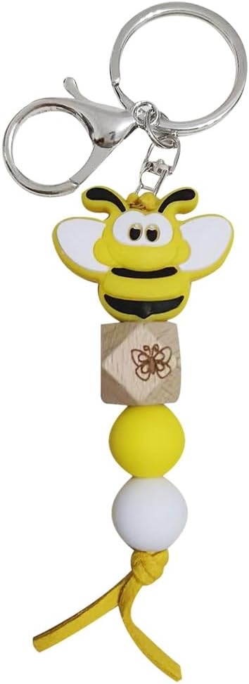 iMagitek Bumble Bee Silicone Beaded Keychain for Backpack Car Keys Bee ...
