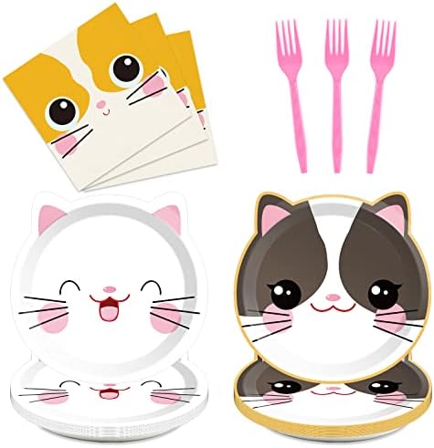 Amazon.com: AnyDesign 30Pcs Cat Theme Plates for Birthday and Baby ...