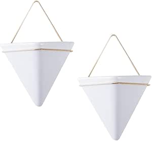 Amazon.com: Ceramic Wall Planter, Wall Planter Triangle Ceramic Hanging ...