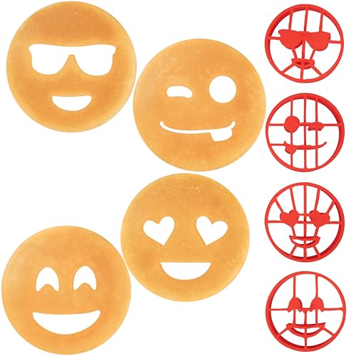 Emoji Pancake Molds & Egg Rings- 4 Pack for Kids AND Adults- Reusable ...