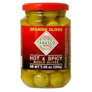Amazon.com : Tabasco Whole Spicy Spanish Olives - 7.5 oz Jar (Pack of 3 ...