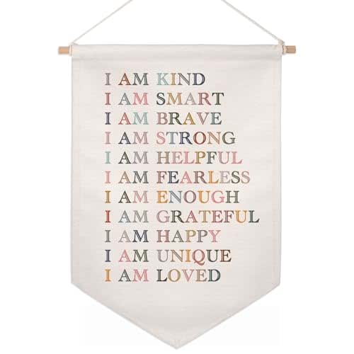 Amazon.com: I Am, Positive Wall Hanging Banner, Affirmations Poster ...