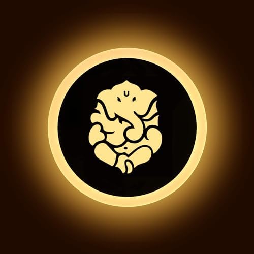 LED Wall Acrylic Flower Ganesh Light 4 Action (White+Warm White ...
