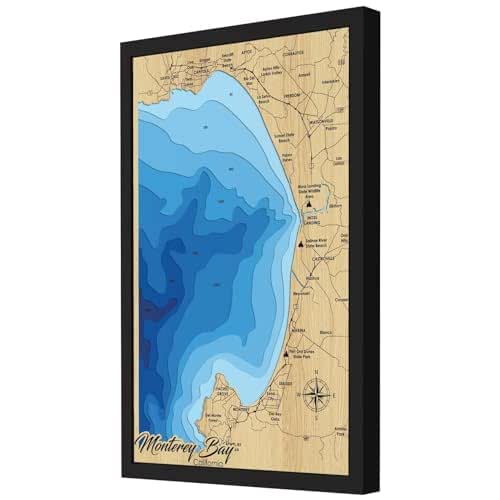 Amazon.com: Personalized 3D Monterey Bay Wood Map - Lake Depth Map Art ...