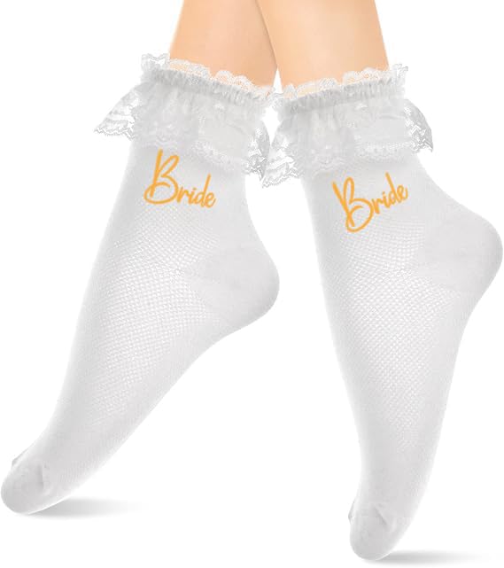 Amazon.com: Bride Ruffle Lace Ankle Socks – Elegant Pearl Lace Design ...