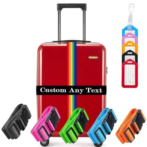 Amazon.com: Personalized Luggage Straps, Customized Adjustable Suitcase ...