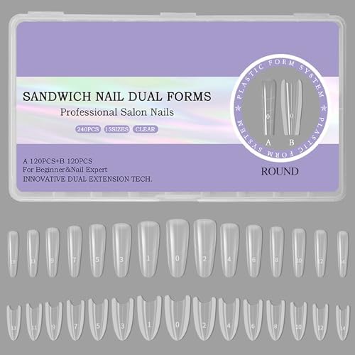 Amazon.com: Sandwich Dual Nails Forms, Almond 240Pcs Double-Layer Nail ...
