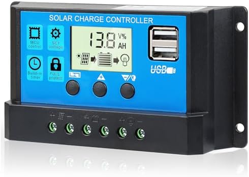 [Upgraded] 30A Solar Charge Controller, Blue Solar Panel Battery ...