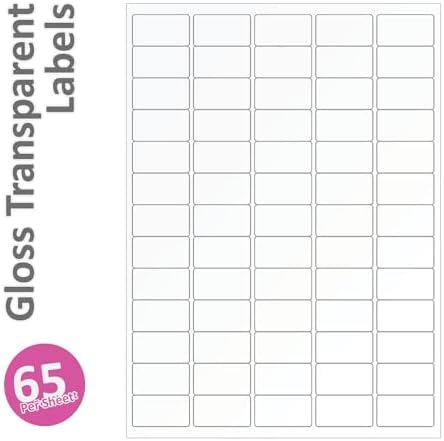 Label Planet® 65 Per Page/Sheet 5 Sheets (325 Transparent Sticky Labels ...