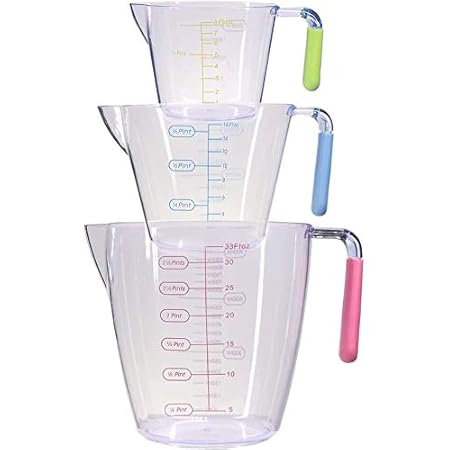 Kurtzy Clear Plastic Measuring Jug (Set of 4) - 1 Litre / 1000ml - BPA ...